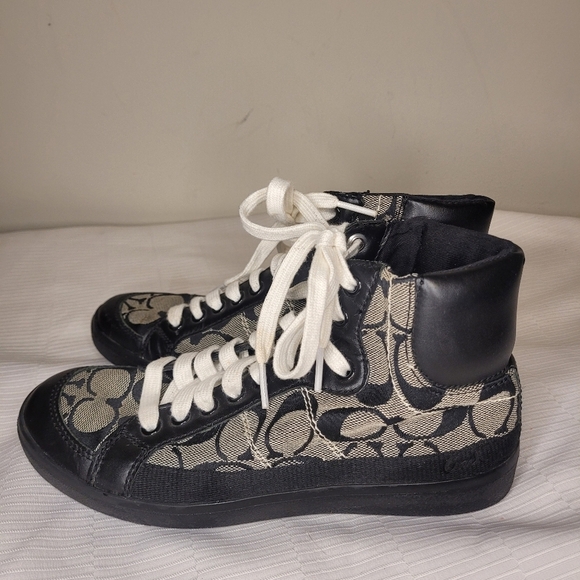 Coach | Shoes | Coach Ellis High Top Signature Monogrammed Sneakers Sz ...